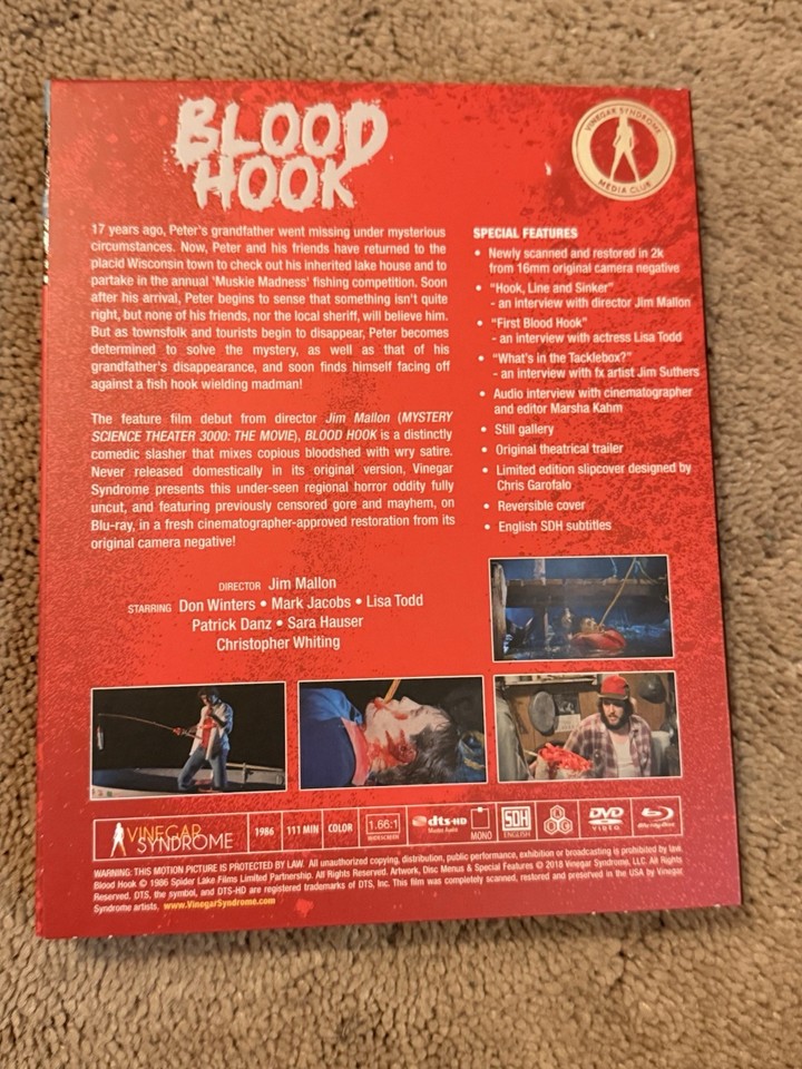 BLOOD HOOK Blu-Ray + DVD + RARE VSMC Slipcover Vinegar Syndrome Slasher ...