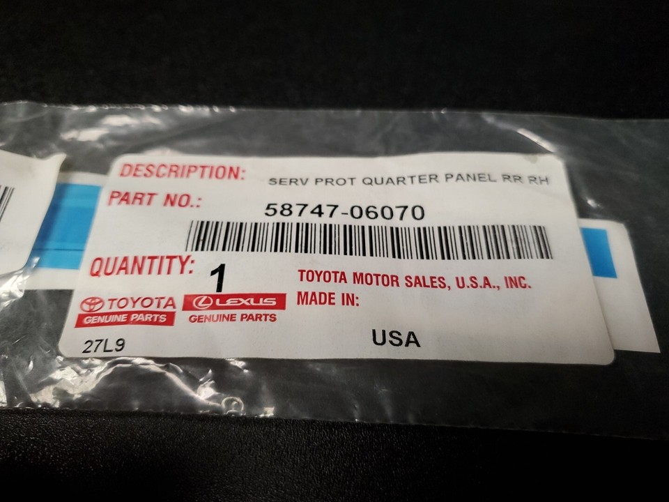 2012-2015 Toyota Camry 5874706070 Protector, Quarter Panel Rear RH ...