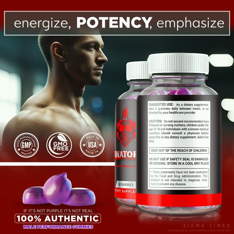 Dominator Max Advanced Male Gummies, Enhancement & Stamina for Men 60ct ...