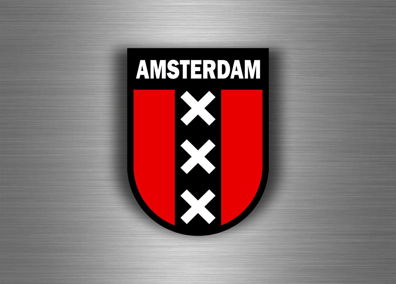 Sticker decal car bike motorcycle souvenir flag city of amsterdam ...