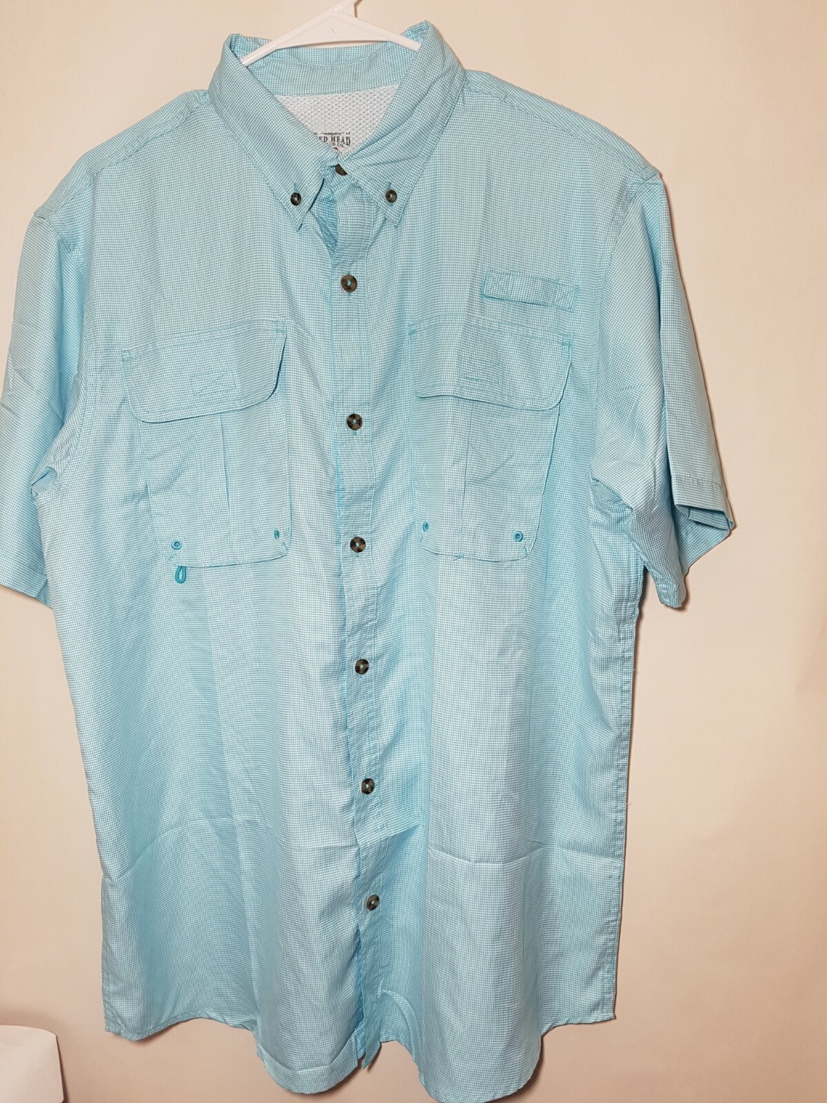 RED HEAD BASS PRO CAMP VENTED FISHING OUTDOORS SHIRT L - Gem