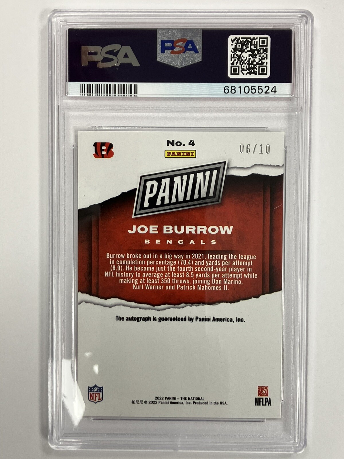 Joe Burrow 2022 Panini National AutoGraph Cracked ICE PSA 10 pop 1 | eBay
