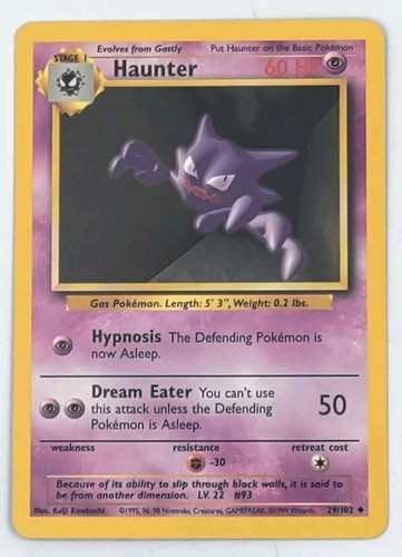 Pokemon Haunter 29/102 Base Set Uncommon Non-Holo 1999 Trading Card | eBay