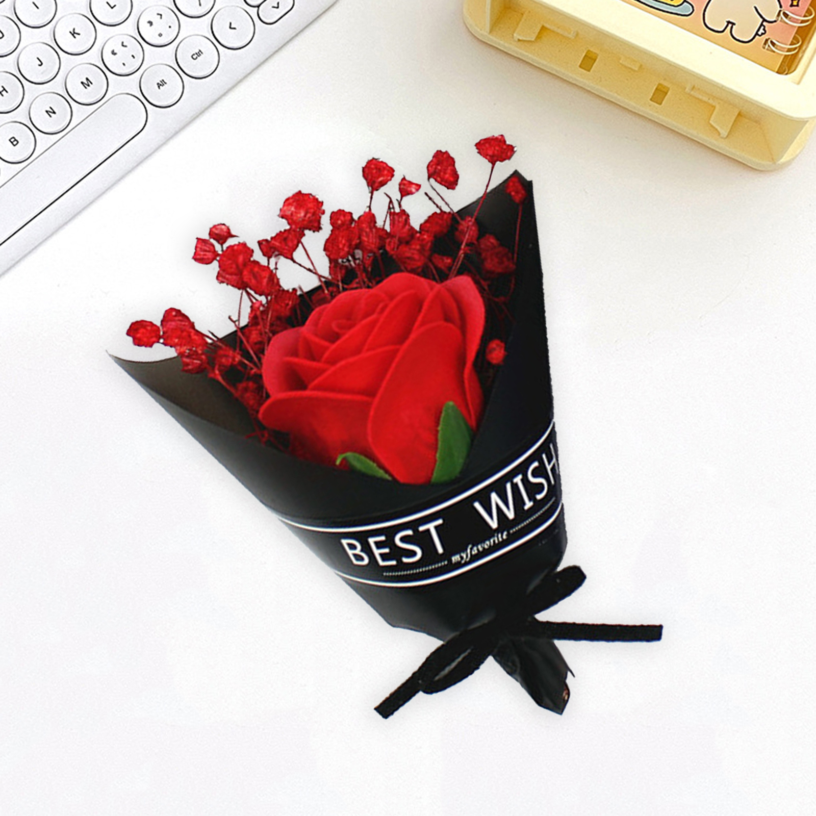 Floral Gift Idea Natural Flower Shape Realistic Mini Rose Soap Bouquet ...
