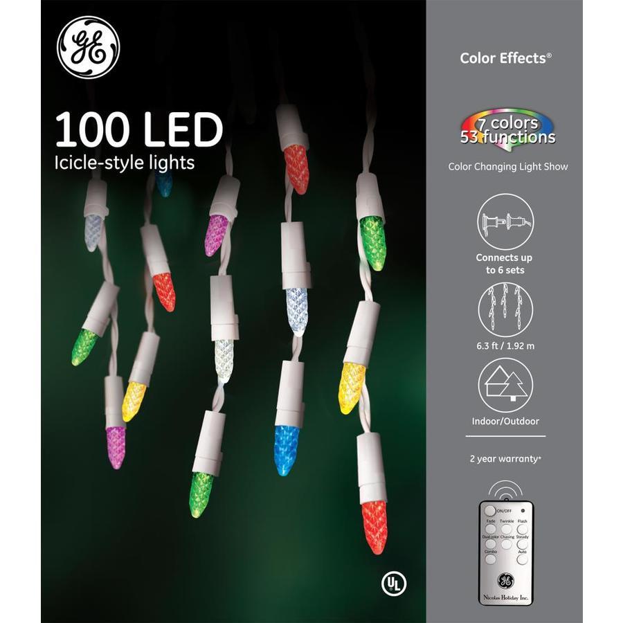 GE Color Effects 100-Count 6.3 ft Color Changing LED Christmas Icicle ...