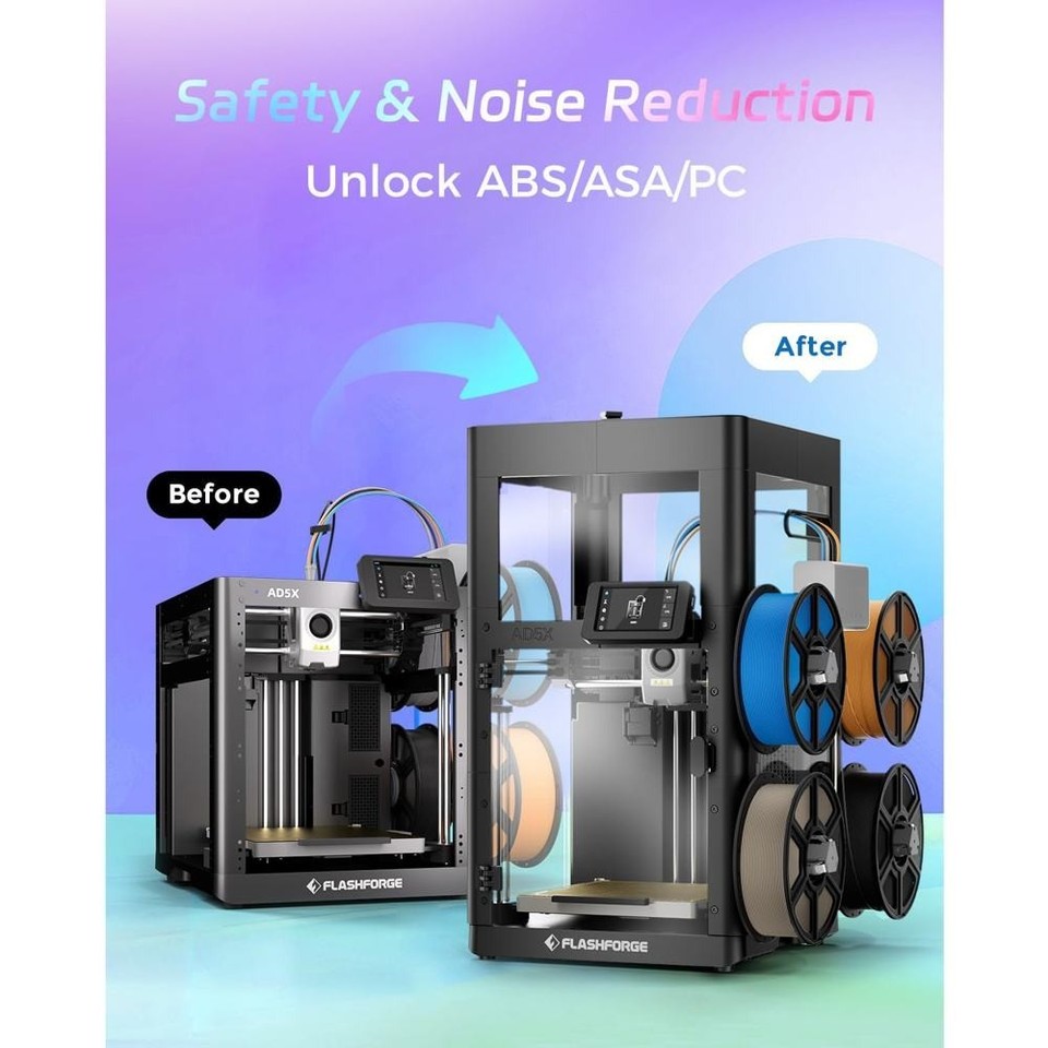 FLASHFORGE AD5X 3D Printer Enclosure Kit DIY Color Style Noise Odor ...
