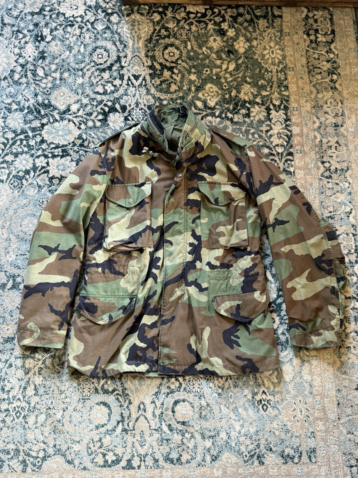 Vintage US Army Woodland Camo Field Jacket Sz Medium … - Gem