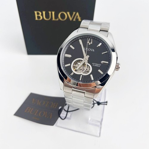Bulova Surveyor Classic Automatic Black Steel Watch Men 96A270 ...