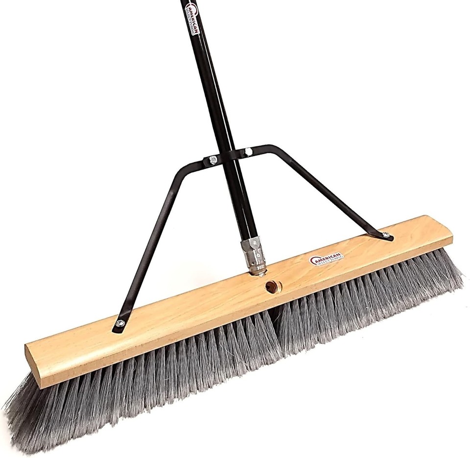 Heavy Duty 24" Multi-Surface Push Broom Silver Black Handle 2 Pack | eBay