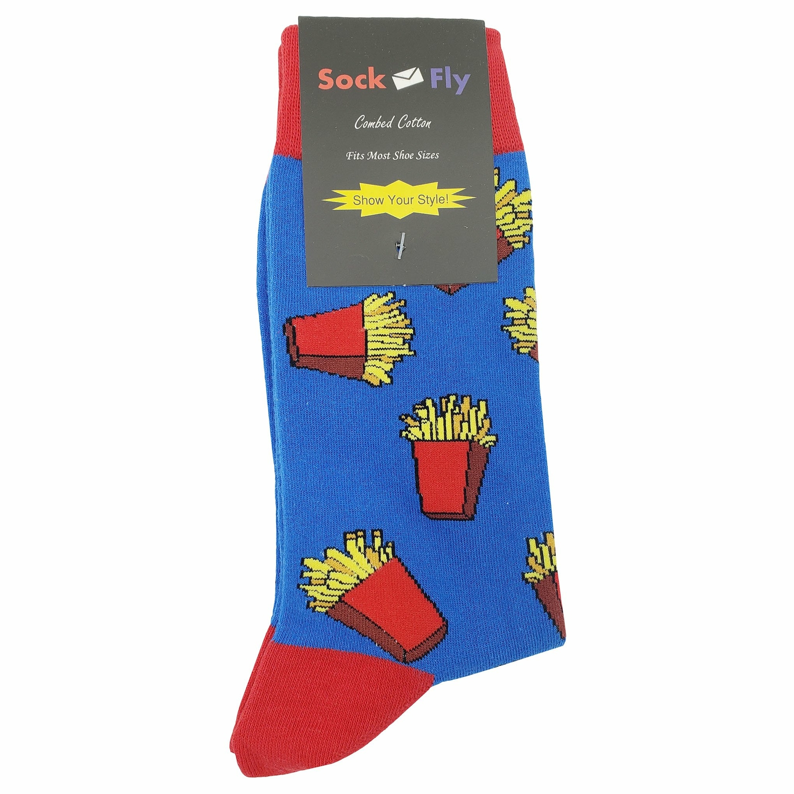 NWT Fun Fry Dress Socks Novelty Men 8-12 Multicolor Crazy Fun Sockfly ...