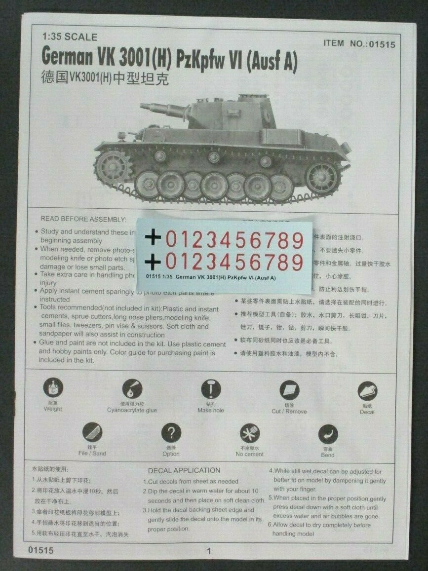 Trumpeter 1/35 Model Military Tank Kit German VK 3001 H PzKpfw VI Ausf ...