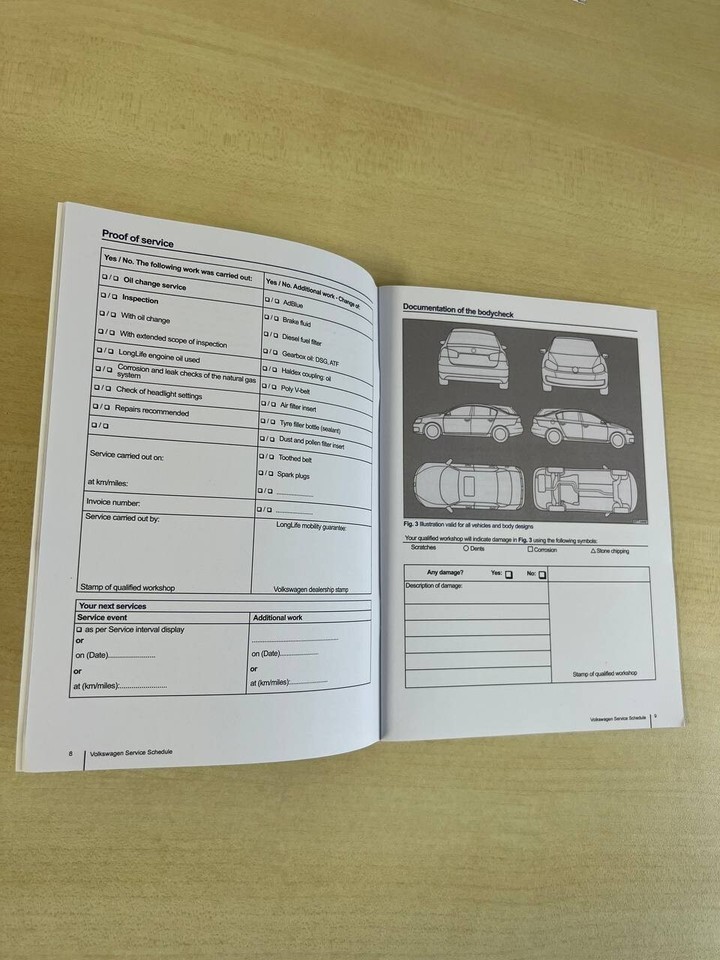 Volkswagen Service History Book-Manual Blank For All VW Models | eBay