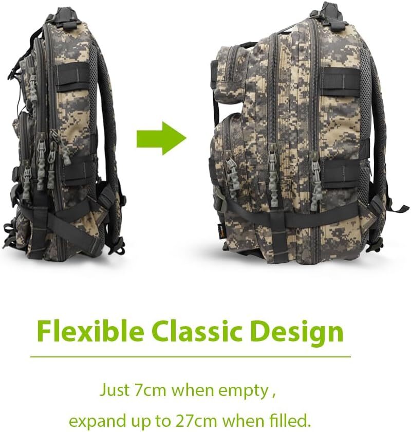 Tactical Military Backpack Molle Army Bag Multiple Storage for Hiking ...