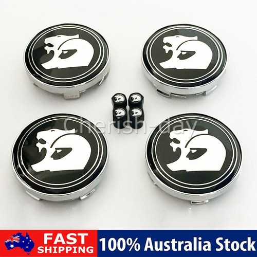 HSV WheeI Centre Caps 60 mm X4 Silver/Black VT VY VZ VE VF GTS R8 ...