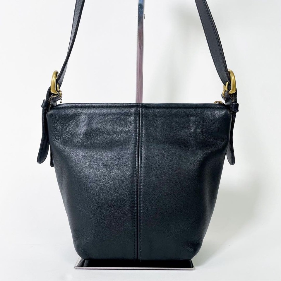 COACH Vintage Grab Tan Leather Shoulder Bag Bucket Crossbody Black ...