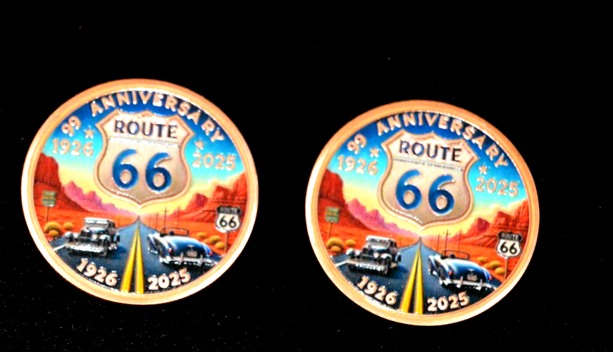 U S HISTORICAL ROUTE 66 ANNIVERSARY COIN 2025 COLORED 3.0 MM | eBay