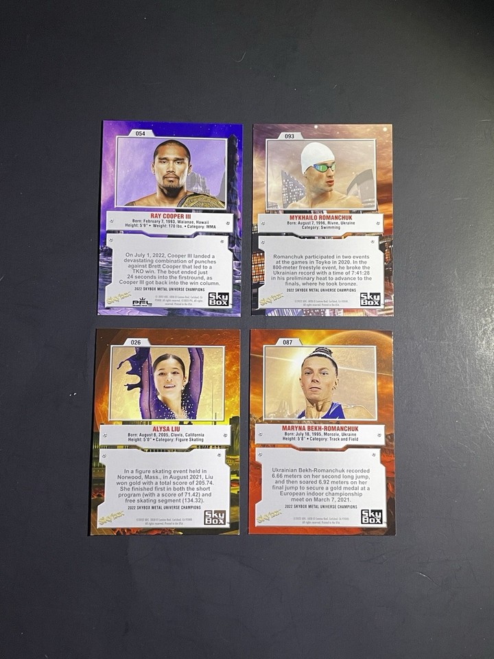 2022 Skybox Metal Universe 4 Card Lot - Romanchuk / Alysa Liu / Ray ...