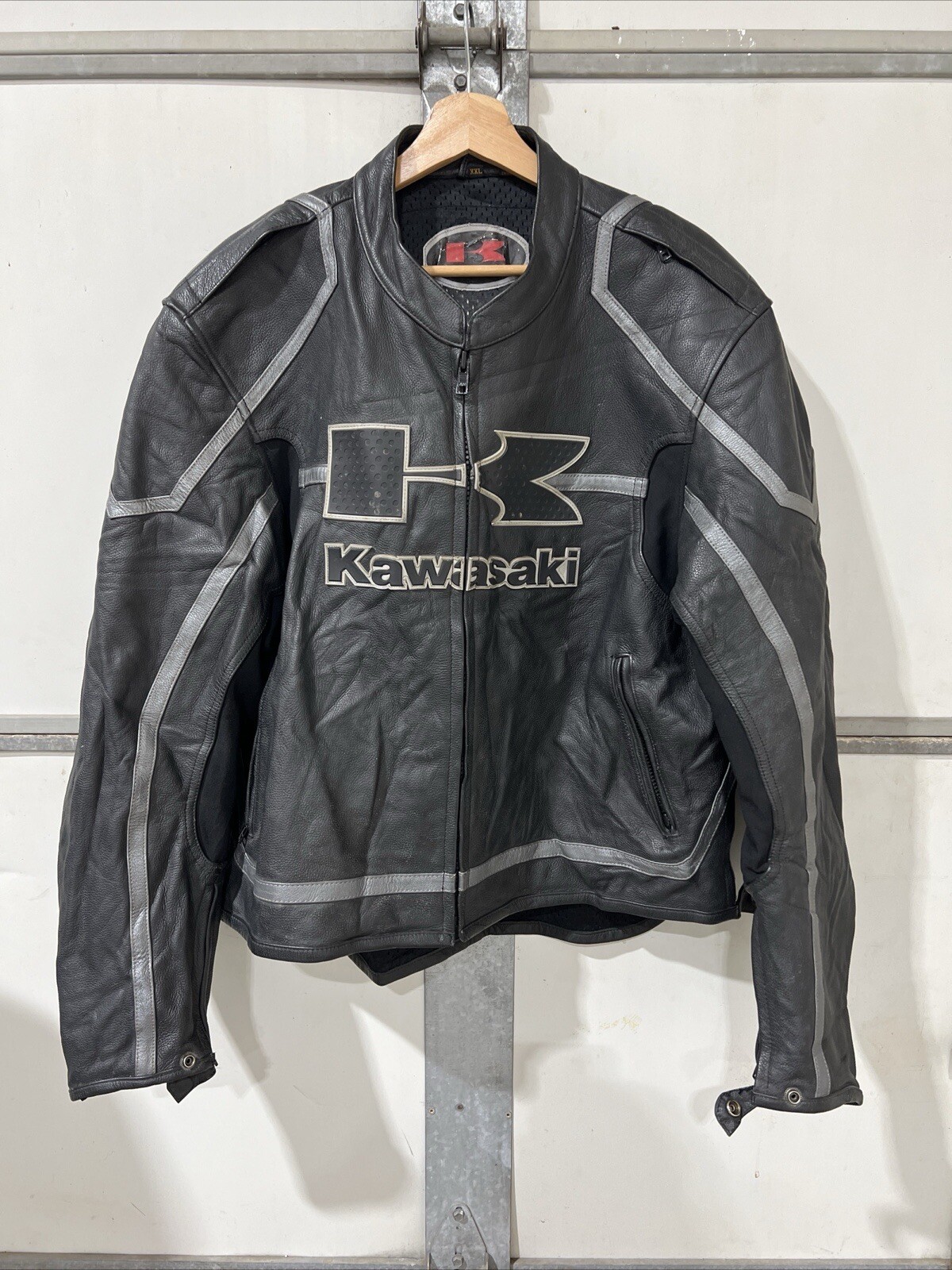 Vintage Kawasaki Leather Motorcycle Racing Jacket siz… - Gem