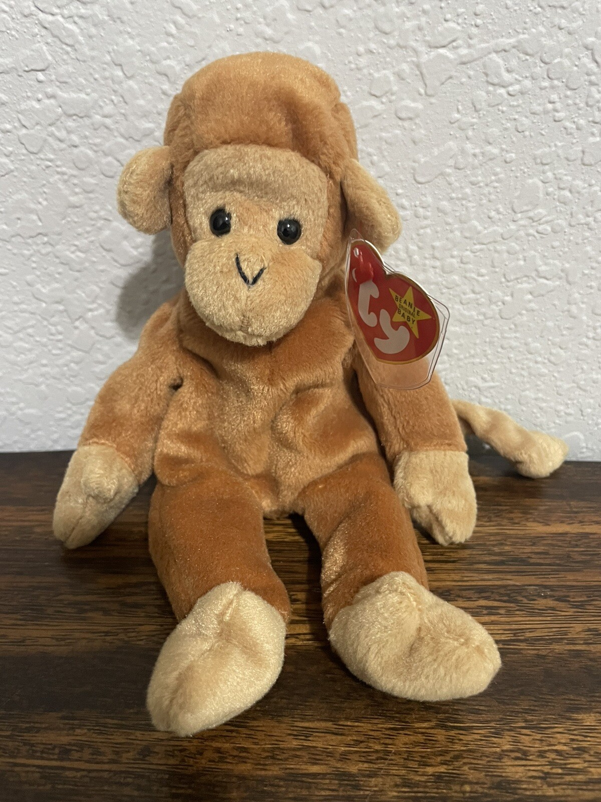 Rare Retired Ty Beanie Baby Bongo The Monkey 1995 Mint PVC Pellets With ...