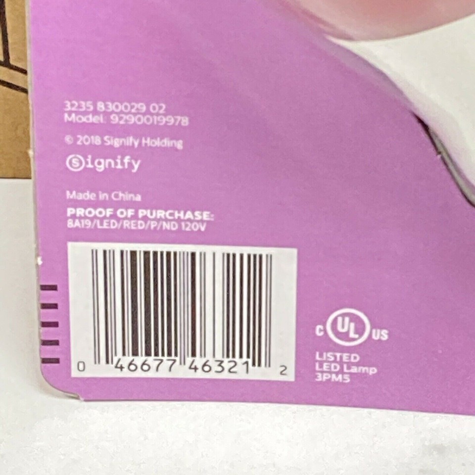 6 Pack Of Philips Red LED Light Bulbs A19 Base 8w Party Colored Indoor ...