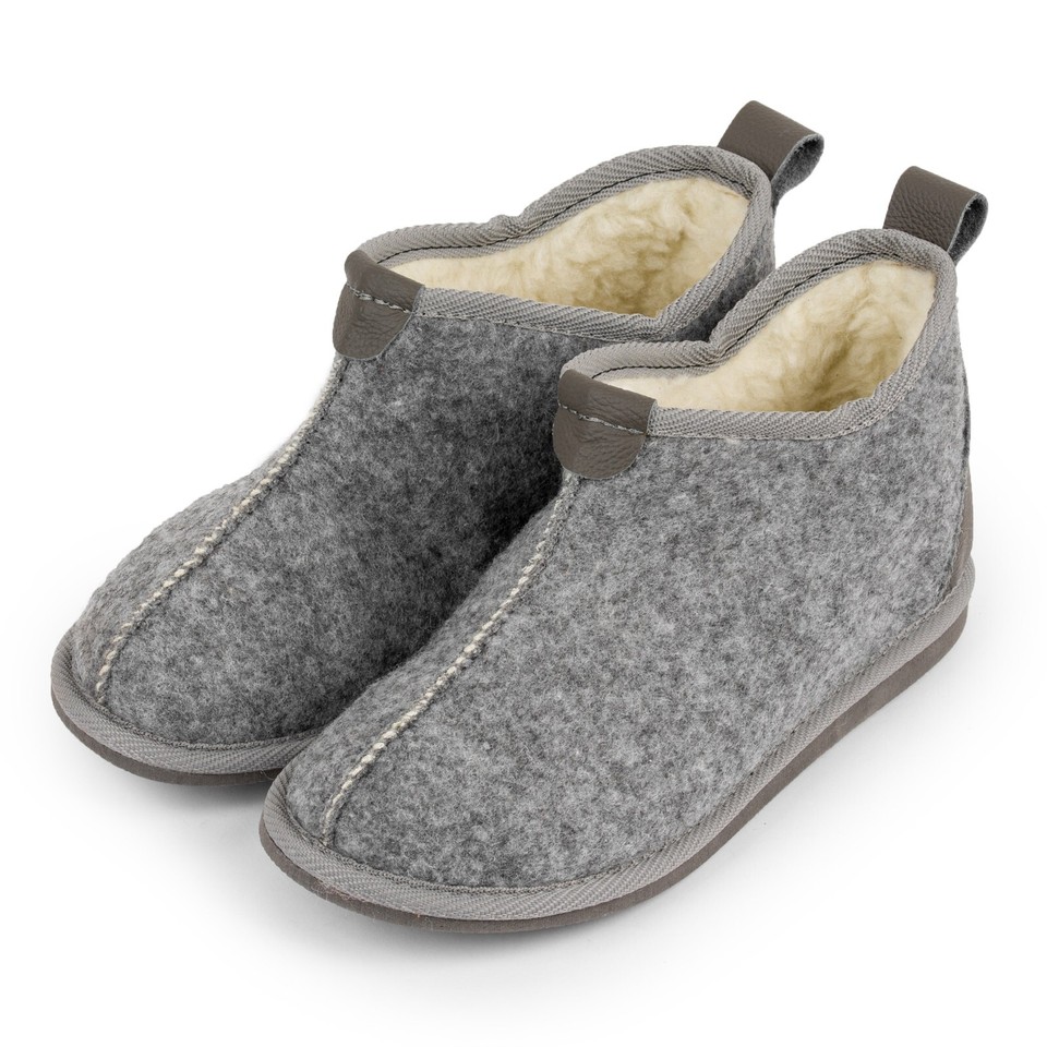 Womens Natural Wool Boots Slippers Felt Ankle Booties Warm Foot Home ...