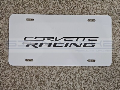 Corvette Racing Style II Black Metal Plate novelty vanity White plate ...
