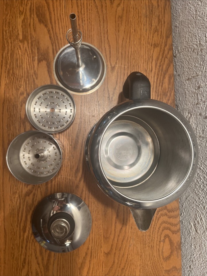Farberware Stainless Stove Top Coffee Pot Q17C Percolator Coffee Maker ...