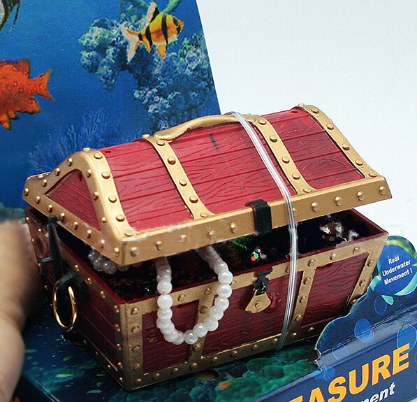Large Treasure Chest Air Driven Ornament Fish Tank Decor Aquarium ...