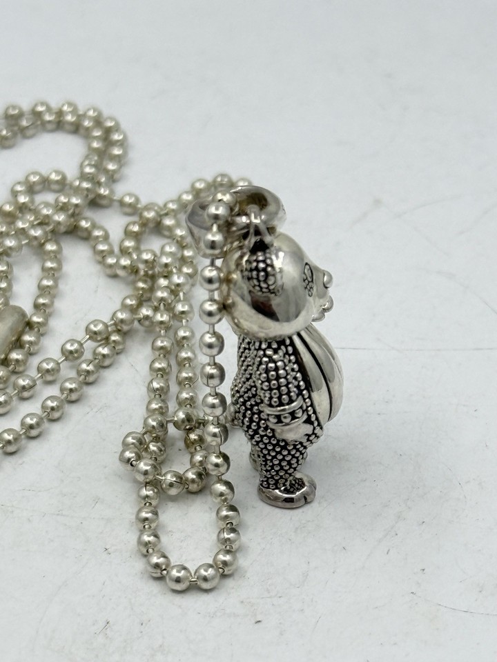 Lagos Sterling Silver Teddy Panda Bear 1.5” Pendant 34” Beaded Necklace ...
