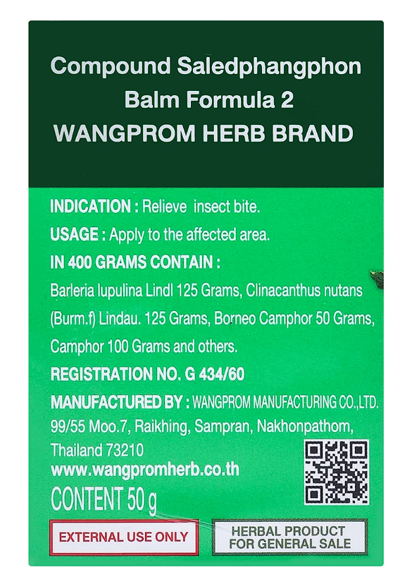 6x50g Compound Saledphangphon Balm Formula 2 Wangprom Thai Herb For ...