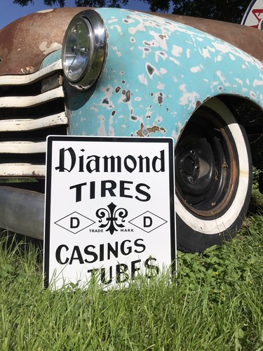 Antique Vintage Old Style Diamond Tires Sign | eBay