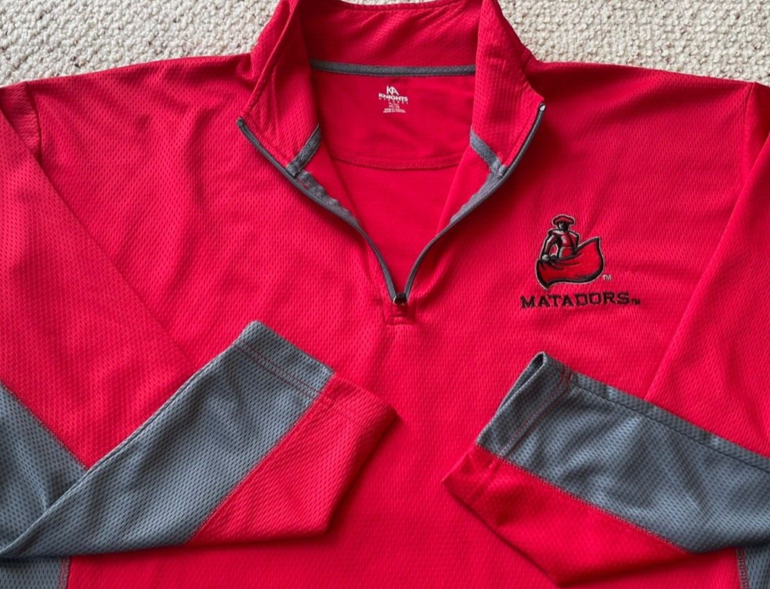 CSUN MATADORS Cal State Northridge red 1/4 zip shirt men XL KA KNIGHTS ...