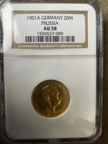 Prussia/Germany- 1901-A Wilhelm II 20 Gold Mark- NGC AU 58 | eBay