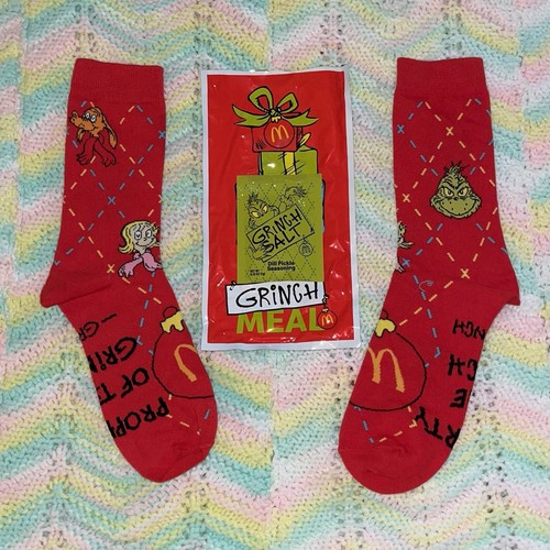 McDonalds Grinch Socks -Red limited edition OPEN PACKAGE, Grinch Salt ...