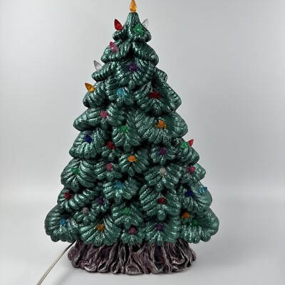 Vintage 1990 Nowell's Lighted Ceramic Christmas Tree 18” Tall Mantle ...