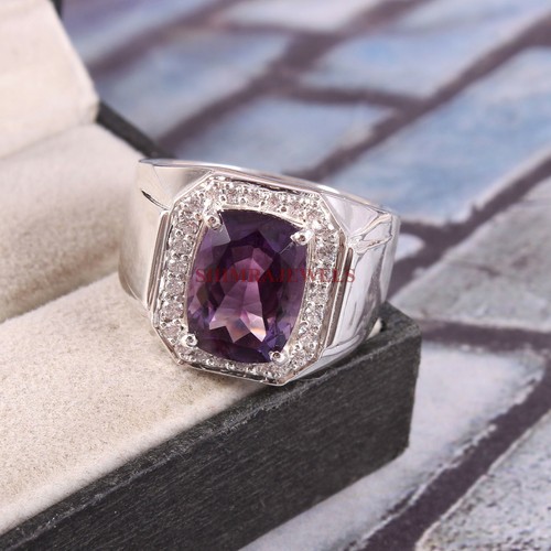 Natürlich Amethyst Edelstein Mit 925 Sterlingsilber Ring für Herren ...