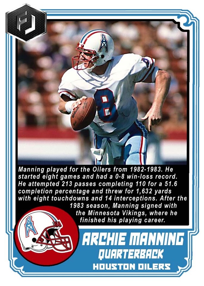 ACEO ARCHIE MANNING HOUSTON OILERS CUSTOM HAND MADE ART CARD | eBay