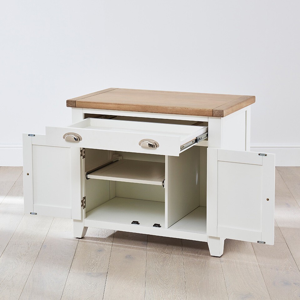 Computer Desk Cheshire White Painted Hideaway Space Saving Home Office ...