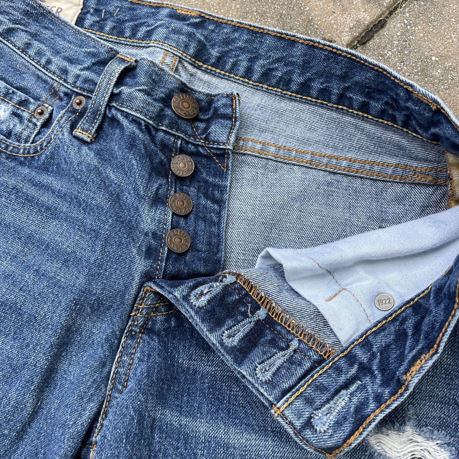 Hollister Skinny Button Fly Ripped Buttonfly Jeans 30… - Gem