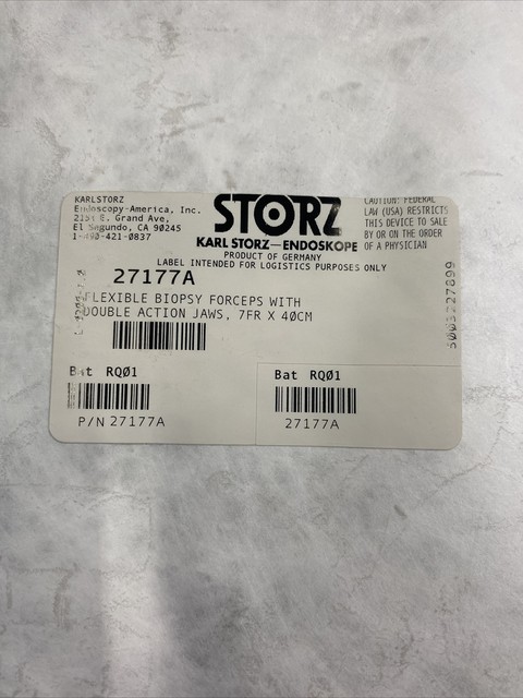 Karl Storz 27177A Biopsy Forceps 7 Fr. Double Action Jaws Flexible L ...