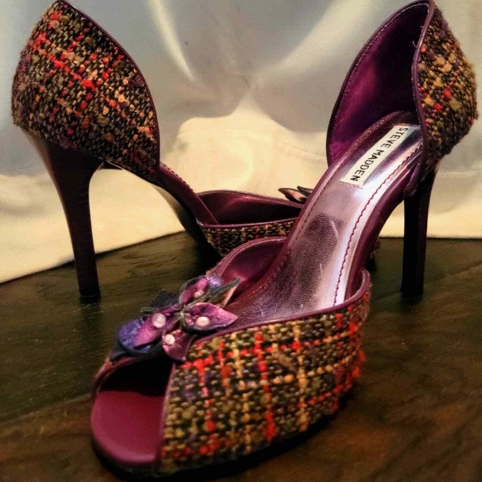 Steve Madden Y2K Tweed Heels Purple Multi Rhinestone … - Gem