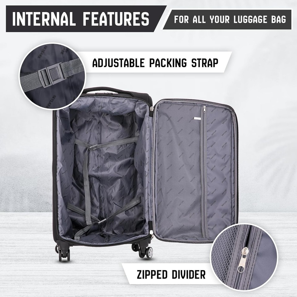 4 Wheel Suitcase Large XL Medium Cabin Expandable Lightweight Soft ...