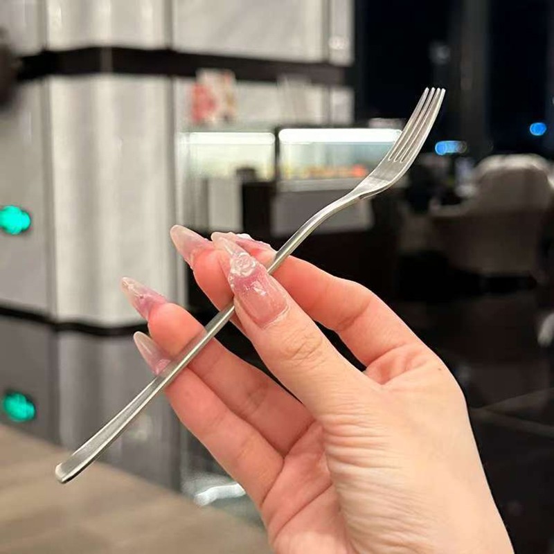 Stainless Steel Dinner Fork Long Handle Table Forks Set Korean Cutlery ...