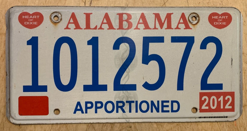 2012 ALABAMA APPORTIONED SEMI TRUCK TRAILER LICENSE PLATE " 1012572 ...