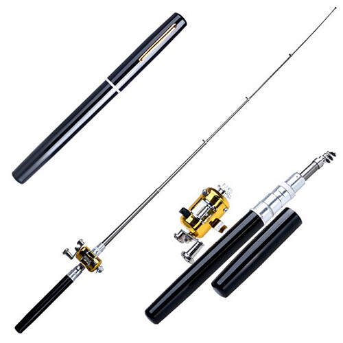 Mini Outdoor Pocket Fish Pen Shape Fishing Rod Aluminum Alloy Fishing ...