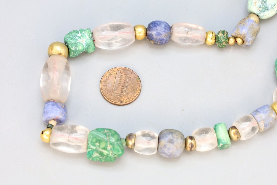 RARE, Ancient Precolumbian Inca Aymara Gemstone Beads With Gold Spacer ...