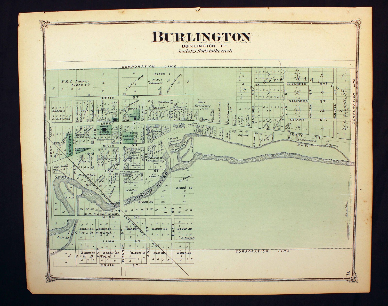 City of Burlington Antique Plat Map 1873 Calhoun County Michigan | eBay