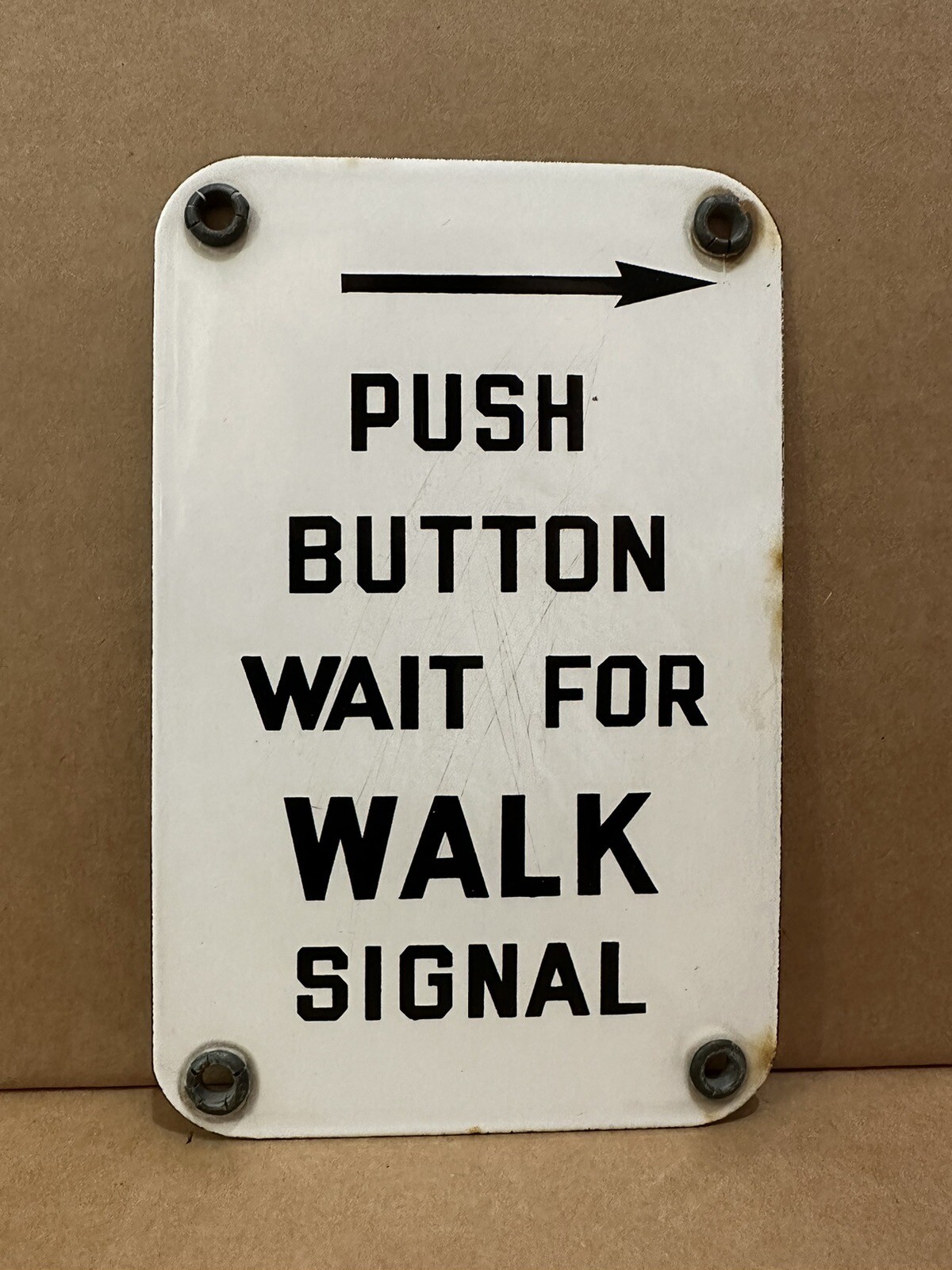 Vintage Porcelain Metal Cross Street Push Button Wait For Walk Signal ...