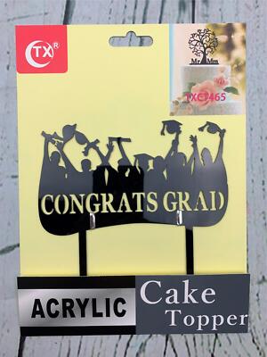 Cake Topper Black Congrats Grad Cap Graduation Cake Pick Decorations ...