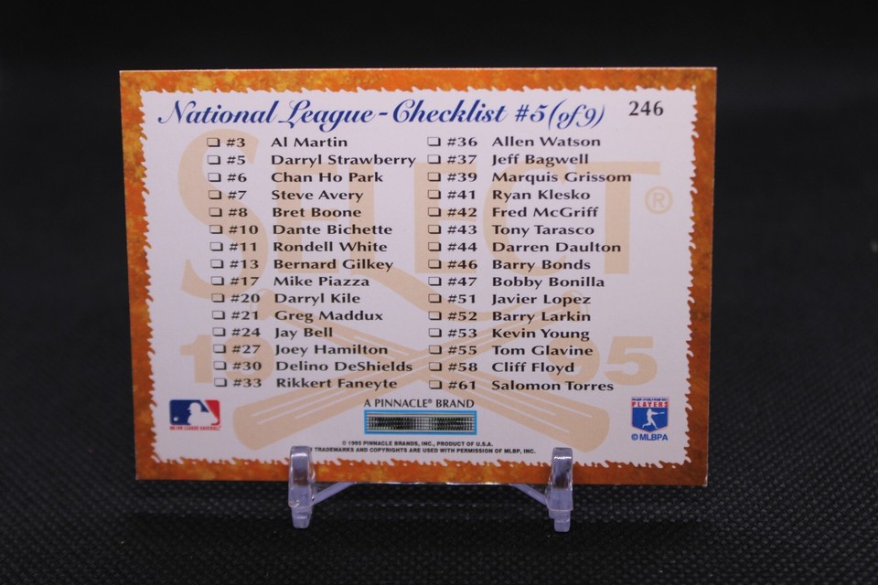 1995 Select Barry Bonds Base Checklist #246 (5 of 9) - San Francisco ...